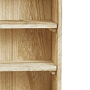 Ikee Design Wooden Wall-Mounted Display Shelves Rack for Figures, Shot Glasses, Spice Can or Collection, 11" W x 3.13" D x 16.13" H, Oak Color