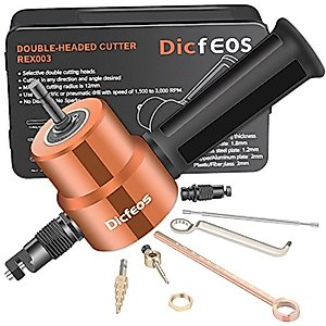 Dicfeos Double Head Sheet Metal Cutter, Versatile Nibbler Drill Attachment for Straight Curve and Circle Cutting, Maximum 14 Gauge Steel, Perfect for Home DIY and Car Repair