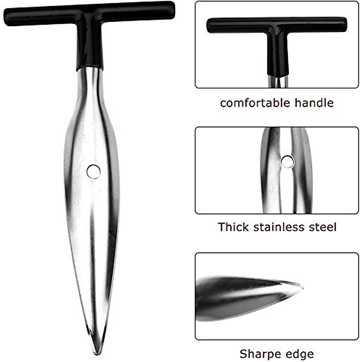 2 PCS Coconut Opener Tool Set Coconut Meat Remover Stainless Steel Coconut Opener Scraper Knife Coconut Punch Tool with Durable Non-Slip Wooden Handle Scraper