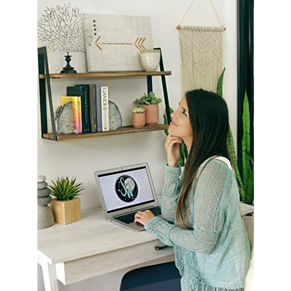 Peter's Goods 2-Tier Modern Rustic Floating Wall Shelves, Rustic Brown - Modern Farmhouse Wall Mounted Decor Book or Knick Knack Shelf for Laundry Room, Bathroom, Kitchen, Bedroom, Office and More