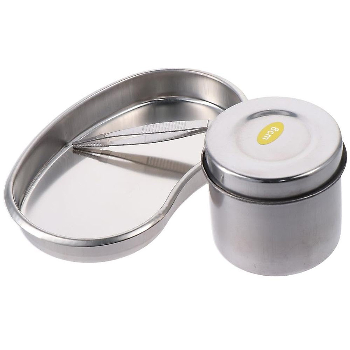 Stainless Steel Instrument Tray Organizer,Stainless Steel Alcohol Cylinder,Surgical Tray with Sterilising Jars and Forceps for Lab Instrument Supplies