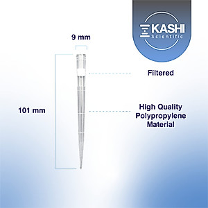 Kashi Scientific 1000 uL Universal Filtering Racked Laboratory Pipette Tips, Sterile Dnase/Rnase Free, Pyrogen Safe [1000ul, Filtered, 960 Tips]