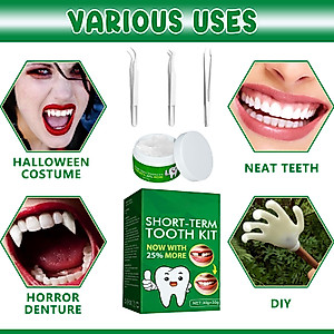 Moldable False Teeth, Tooth Replacement Kit,Temporary Teeth Repair Kit,Tooth Repair Kit for Snap On Instant and Confident Smile,with Mouth Mirror, 3 Pcs Differernt Dental Probe
