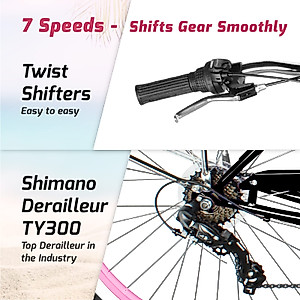 Tracer TAHA Beach Cruiser Bike for Women,26 Inch Wheels,Hi Ten Steel Frame,Shimano 7 Speed,V- Brake,Hybrid Bike for Adults,Complete Cruiser Bikes,Black