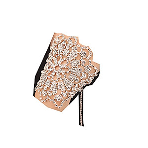 YERTTER Elegant Rhinestone Bridal Slave Chain Link Bracelet Silver Gold Crystal Wedding Hand Harness Bangle Finger Rings Adjustable Hand Jewelry Accessories for Women and Girls