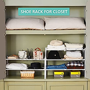 quiseolu White Shoe Rack for Closet Entryway 3 Tier Bamboo Shoe Rack Free Standing Shoe Organizer for Small Space Samll White Shoe Shelf Stackable Shoe Storage D11 * W27.2 * H18.3 Inches