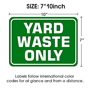 Yard Waste Sticker Yard Waste Only Signs 2 Pack 10" x 7" Recycle Yard Debris Only Stickers, Self Adhesive Vinyl Water Proof Yard Waste Decals, Outdoor & Indoor