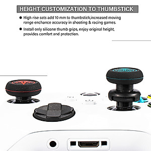 Playrealm FPS Thumbstick Extender x 2 & Printing Rubber Silicone Grip Cover x 4 for Xbox Series X/S & Xbox One Controller(Cthulhu Abyss Blue&Demon Circle)