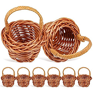 Wicker Basket 8pcs Mini Woven Baskets Miniature Picnic Baskets with Handles Farmhouse Small Basket Wedding Candy Gift Baskets Tiny Hamper Baskets for Wedding Xmas Tree Ornaments Woven Basket