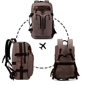 G-FAVOR Travel Laptop Backpack, Vintage Canvas College School Backpack Bookbag for Men & Women Computer Backpack 15.6 inch, Carry on Backpack Luggage Daypack Weekender Duffel Bag