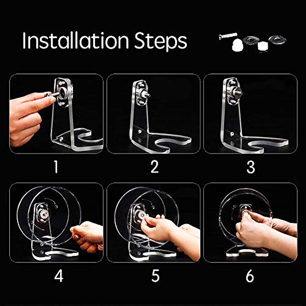 Quiet Hamster Exercise Wheel Silent Spinner, Made of crylic, Stand Included (8.7")