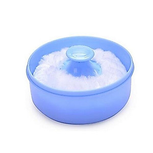 ericotry 2 Pcs Baby After-Bath Powder Puff Sponge Box Kit Dispensor DIY Make up Cosmetic Loose Powder Jar Container Case (Blue)