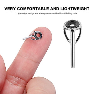 BESPORTBLE 20pcs Fishing Rod Tip Stainless Steel Spinning Rod Guides Tip with Eyelets Replacement for Sea Fishing Rod Repair 0.9mm 1.2mm 1.4mm 1.6mm