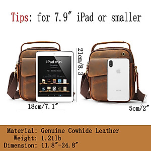 IVESIGN Crazy Horse Leather Crossbody Bag for Men Durable Stylish Satchel Bag Compact Design with Large Capacity Perfect for Everyday Use