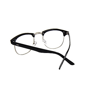 Shiratori New Vintage Fashion Half Frame Semi-Rimless Clear Lens Glasses Black