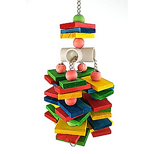 AIRUIFENG Medium Large Bird Chew Toy for Parrot Macaw African Greys Cockatoo Eclectus Parakeet Cockatiel Conure Lovebirds Cage Wood Blocks Toy