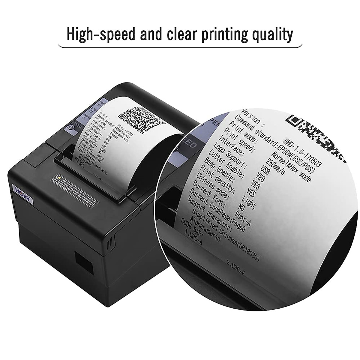 Jabey Thermal Printer,80mm USB Thermal Receipt POS Printer Auto Cutter High Speed Printer Clear Printing Compatible with ESC/POS Print Commands for Supermarket Store Home Business