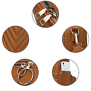 KKXIU Convertible Mini Leather Backpack Purse For Women and Ladies Small Quilted Daypack with Colorful Strap (A-brown)