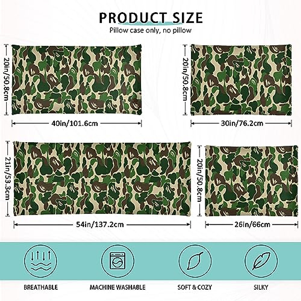 Camouflage Green Pillow Cases Standard Size Breathable Skin-Friendly Velvet Pillow Covers Soft Cozy Pillowcase for Bedroom Sofa Couch Home Decoration
