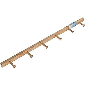 iDesign 91528 Wood Wall Mount 6-Peg Coat Rack for Coats, Leashes, Hats, Robes, Towels, Jackets, Purses, Bedroom, Closet, Entryway, Mudroom, Kitchen, Office, 32.3" x 2.8" x 1.5", Natural Wood