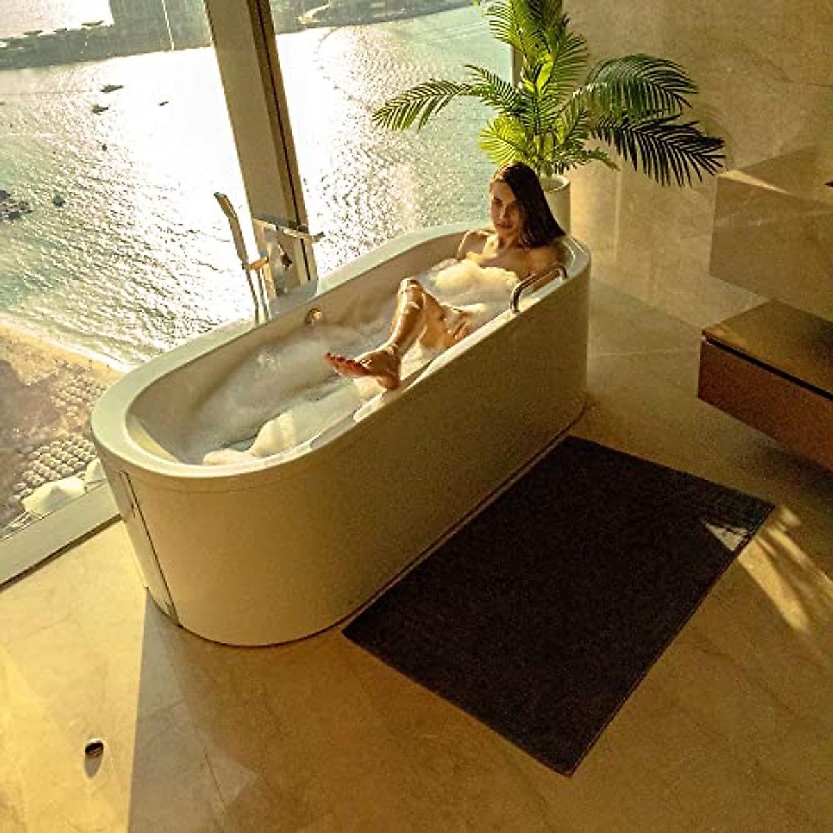 Mosobam Hotel Luxury Bamboo Viscose-Cotton, 3pc Mixed Bath Bundle 1000 GSM Bath Mat at 28X44 and 700 GSM Bath Sheet at 35X70 and Bath Towel at 30X58, Charcoal Grey