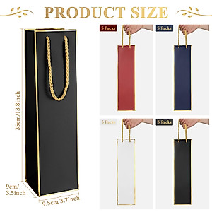 Fumete 20 Pcs Wine Bags 3.7 x 3.5 x 13.8 Wine Gift Bags Bulk Wine Bottle Gift Bags Paper Gift Bags with Handles Appreciation Gift Bags for Wedding Party Anniversary