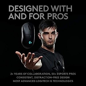 Logitech G Pro Wireless Gaming Mouse with Esports Grade Performance, Ergonomic Ambidextrous, 4-8 Programmable Buttons, and HERO 25K Sensor (Renewed)