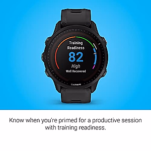 Garmin 010-02638-00 Forerunner® 955 Solar, GPS Running Smartwatch with Solar Charging Capabilities, Tailored to Triathletes, Long-Lasting Battery, Black