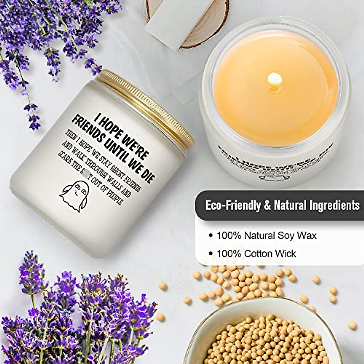 Gifts for Women Men, Unique Friendship Gift for Best Friend BFF Bestie, Funny Personalized Birthday Anniversary Christmas Present for Coworker Sister Classmate Female, Lavender Candle for Her Him