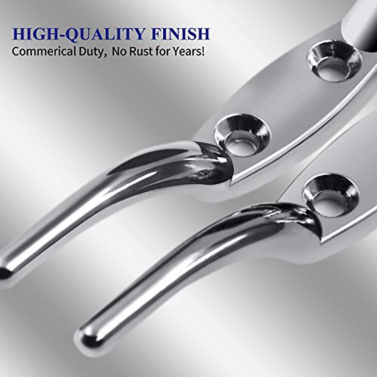 Anley 2 PCS Silver FlagPole Halyard Rope Cleat Hook - 6 Inch Rust Free Zinc Alloy - Mounting Screws Included