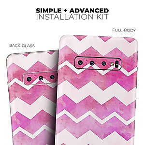 DesignSkinz Pink Water Color with White Chevron Protective Vinyl Decal Wrap Skin Cover Compatible with The Samsung Galaxy S20 (Screen Trim & Back Glass Skin)