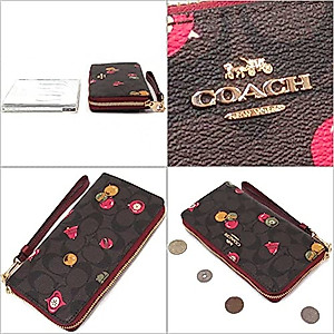 COACH Accordian Zip Phone Wallet Wristlet (IM/Brown Black Multi With Ornament Print)