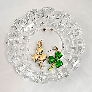 St. Patrick's Day Silver Elegant Drop Earrings Clover Charm Crystal Green Earrings For Women Lady Fashion Jewelry