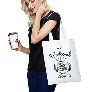 Ihopes My Weekend Is All Booked Reusable Tote Bag | Library Canvas Tote Bag Bag Gift for Men Women Friends