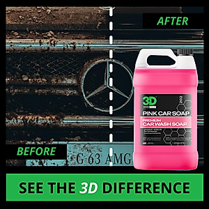 3D Pink Car Wash Soap (1 Gallon) - pH Balanced, Easy Rinse, Scratch Free Car Soap