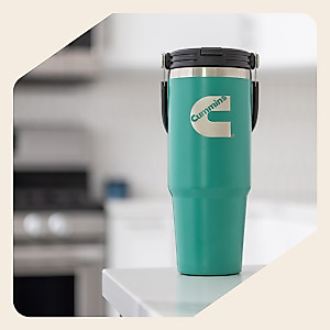 Cummins CMN35400 2 in 1 Tumbler with Flip Lid and Straw 30-Ounce Tumbler with Handle Stainless Steel Travel Mug-Green