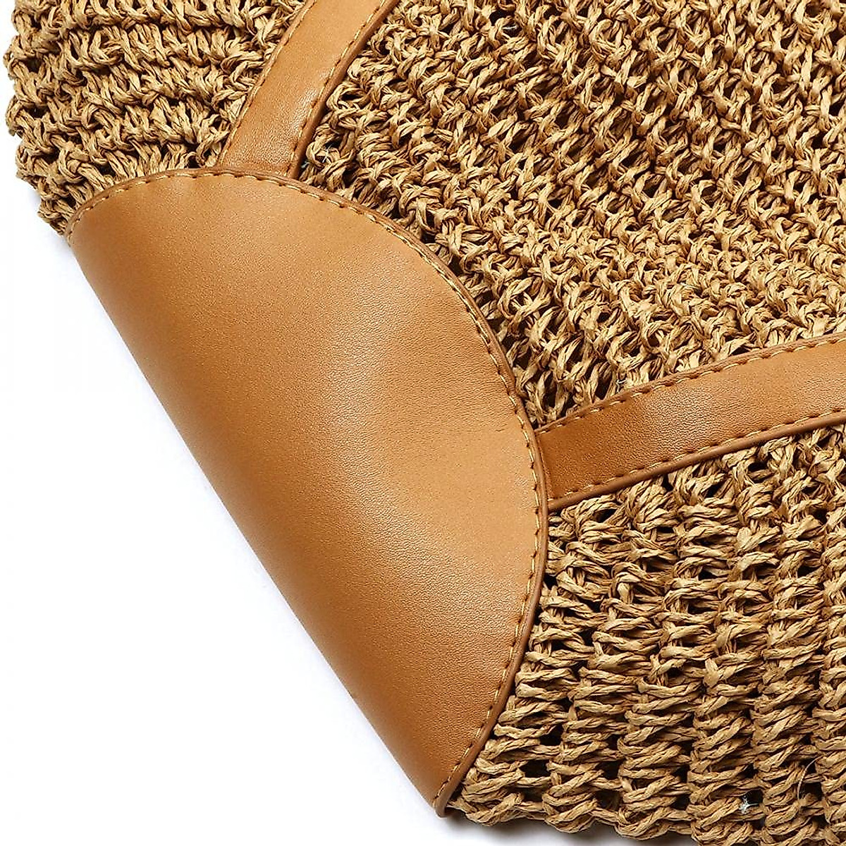 Women Straw Shoulder Bag Summer Beach Lightweight Large Wallet Handmade Woven Handbag (Khaki)