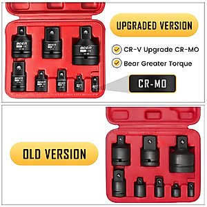 BOEN 8 Piece Impact Socket Adapter and Reducer Set, 1/4" 3/8" 1/2" 3/4" Drive Socket Adapter Set with Durable Case for Impact Driver Conversions (Upgraded)