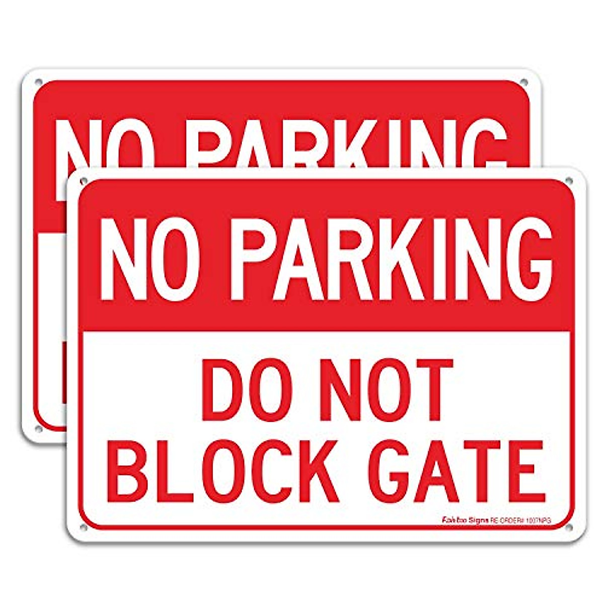 (2 pack) Faittoo No Parking Do Not Block Gate Sign, 10 x 7 Inches rectangle, .040 Rust Free Aluminum, UV Protected and Waterproof, Weather Resistant, Durable Ink, Easy to Mount