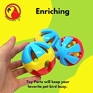 Bonka Bird Toys 1312 Pk3 Soccer Ball 3 Inch Durable Colorful Plastic Foot Talon Foraging Parrot Cockatoo African Grey Macaw Eclectus and Similar Birds