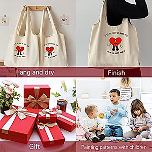 Monwestck Bad Rabbit Bunny Canvas Tote Bag For Women, Reusable Cotton Canvas Bag For Grocery Shopping,Cute Tote Bag With Interior Pocket