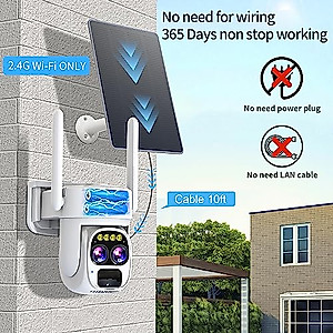 LETSCEE Security Cameras Wirelss Outdoor Solar Powered for Home Security, 360 View Outside Camera,WiFi,Motion Detection,Night Vision,PTZ,10x Hybrid Zoom PAN Tile,IP65 Weather Proof (1 Pack)