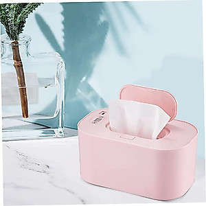 Baby Wet Wipes Warmer, Portable Diaper Wipes Heater Box, USB Charging Wipe Dispenser, Refillable Wipe Container for Home Car Travel (Pink)