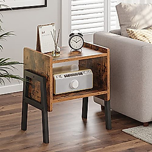 TUTOTAK Nightstnd, Set of 2, Stackable End Tables, Side Table, Bedside Tables with Open Storage Shelf, Bedroom, Living Room, Rustic Brown TB01BB039