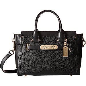 COACH Pebbled Leather Coach Swagger 27 Li/Black One Size