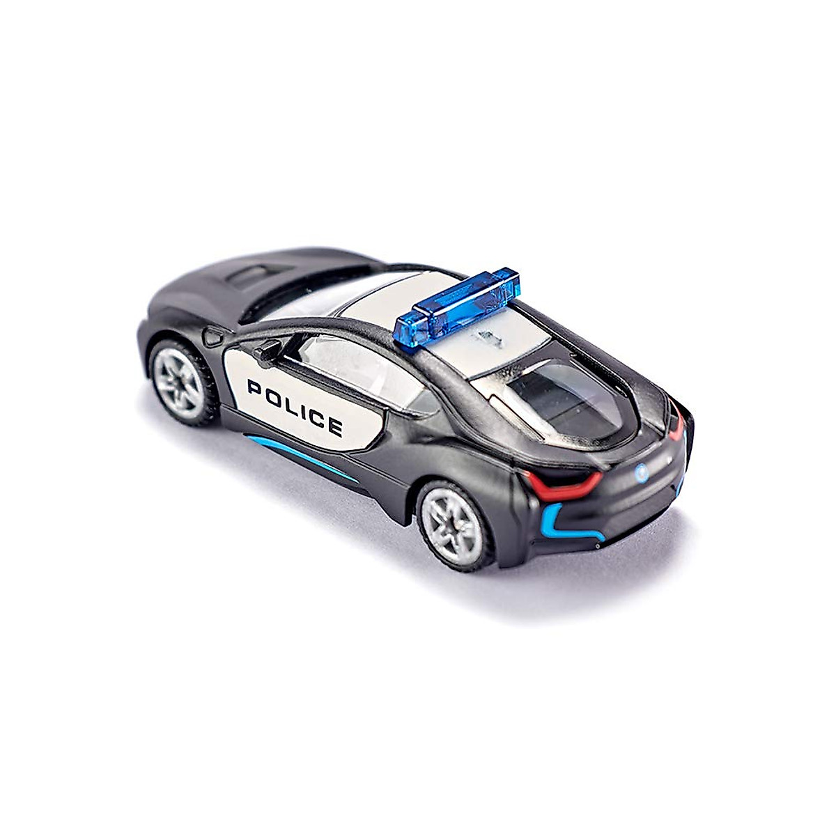 Siku 1533, BMW i8 US Police Car, Metal/Plastic, Black/White, Versatile, Toy Vehicle for Children