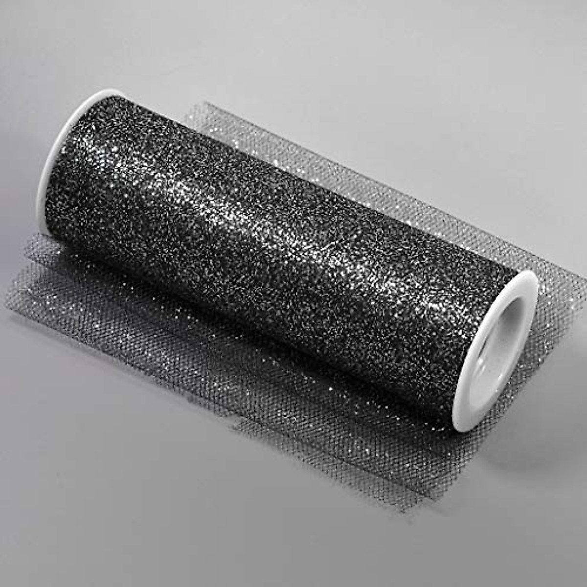 Expo International Decorative Glitter Tulle, Roll/Spool of 6 Inches X 10 Yards, Polyester-Made Tulle Fabric, Glittery Finish, Versatile, Easy-to-Use, Silver