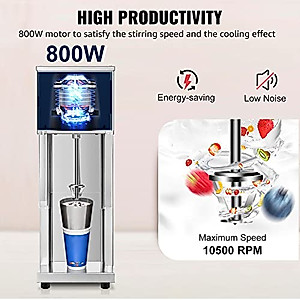 VEVOR 800W Electric Ice Cream Mixer Machine, 110V Ice Cream Blender, 10-Speed Levels Adjustable, Soft Serve Ice Cream Machine w/Splash-Proof Bezel, Commercial Ice Cream Make, Includes 3 Hand Cups
