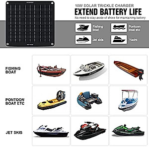 ECO-WORTHY 10W Solar Car Battery Charger Maintainer 12V Waterproof Solar Panel Portable Solar Trickle Charger for Car Truck Boat Lawn Mower RV Trailer Tractor ATV Utility Vehicle Battery