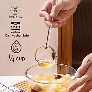 Glass Soup Ladle, Pink, Glass Ladle, Glass Spoon, Soup Ladles for Serving, Ladel, Heat Resistant, Easy Cleaning, Borosilicate Glass Material